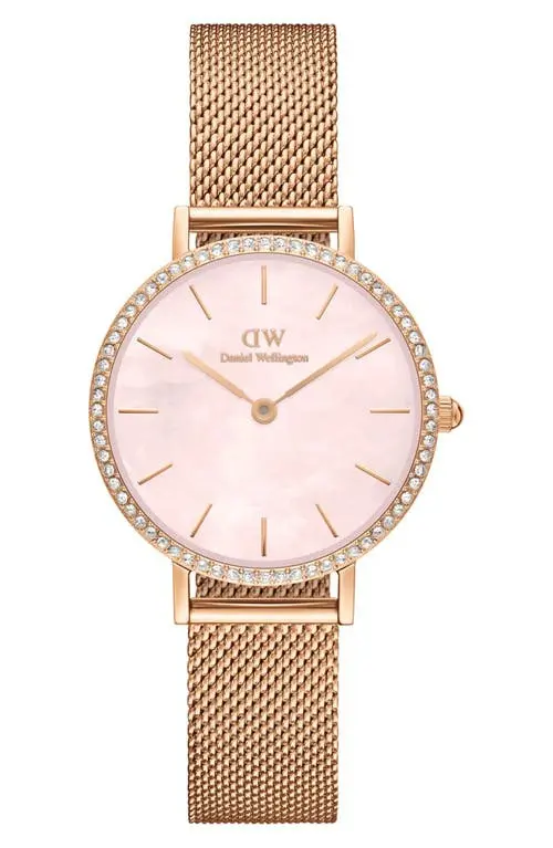 DANIEL WELLINGTON Petite Lumine Mesh Strap Watch - Rose Gold