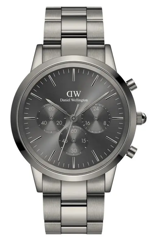 DANIEL WELLINGTON Iconic Link Chronograph Bracelet Watch - Grey
