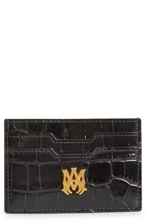 Amiri Croc Embossed Leather Card Holder - Black