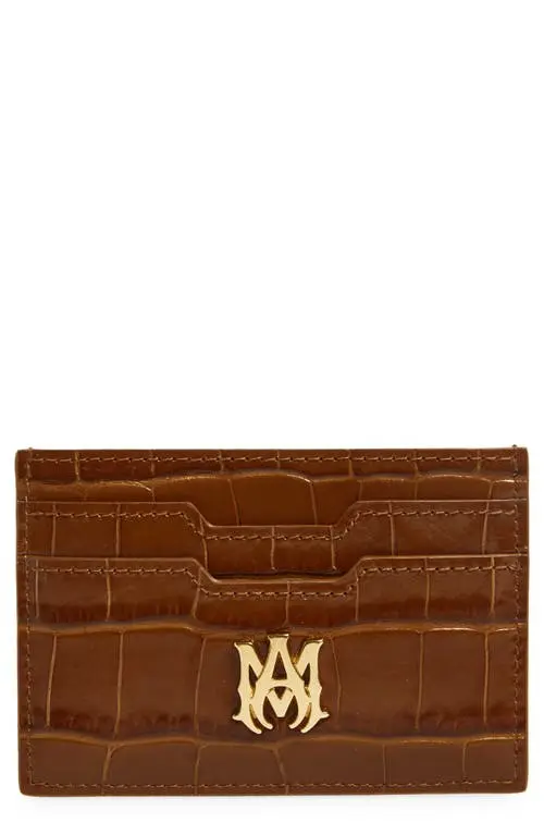 Amiri Croc Embossed Leather Card Holder - Malt