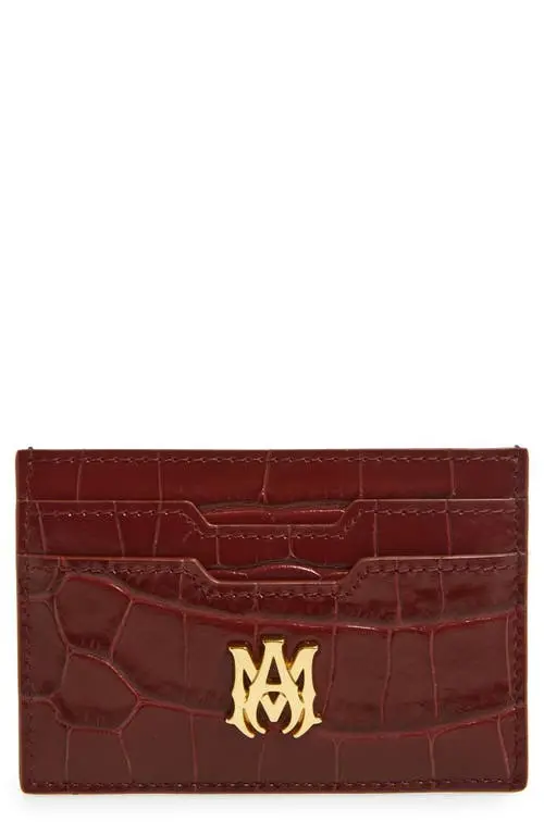 Amiri Croc Embossed Leather Card Holder - Wine