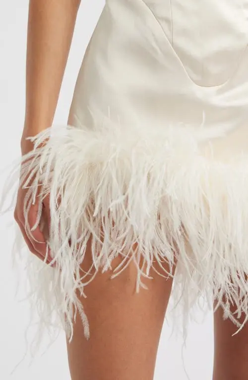 DELFI COLLECTIVE Adrienne Strapless Feather-trim Mini Dress