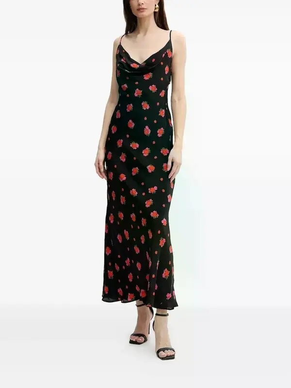Bardot Floral-print Midi Dress - Black