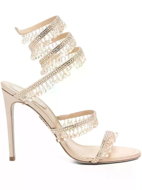 Rene Caovilla 105mm Chandelier Embellished Sandals - Neutrals