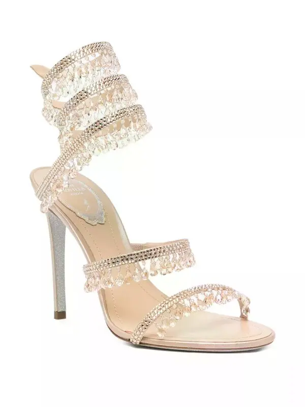 Rene Caovilla 105mm Chandelier Embellished Sandals - Neutrals