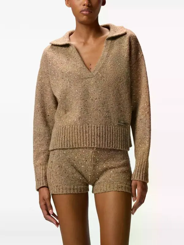 Pinko Nibani Rhinestone-embellished Sweater - Brown
