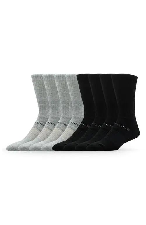 STRIDELINE Premium Assorted 8-pack Crew Socks - Black & Grey