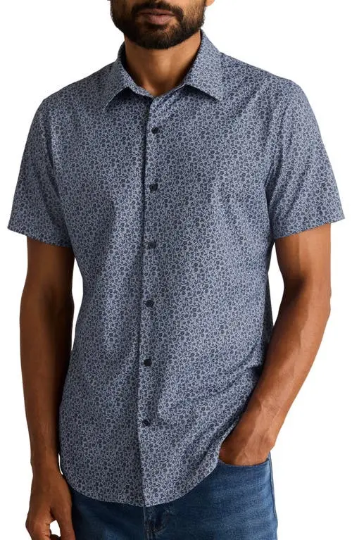 Bonobos Tech Slim Fit Floral Short Sleeve Button-up Shirt - Blue
