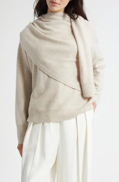 Vince Drape Neck Wool & Cashmere Sweater - Heather Dove Oat