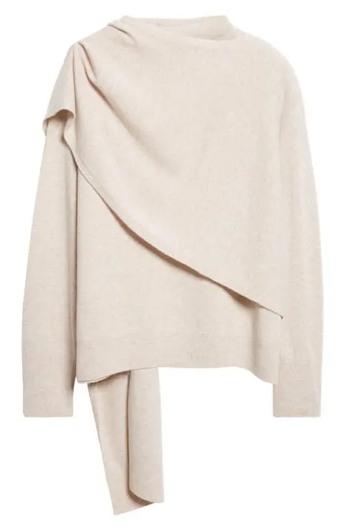 Vince Drape Neck Wool & Cashmere Sweater - Heather Dove Oat