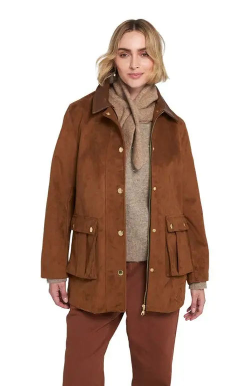 ELLE COLLECTION Faux Suede Barn Utility Jacket