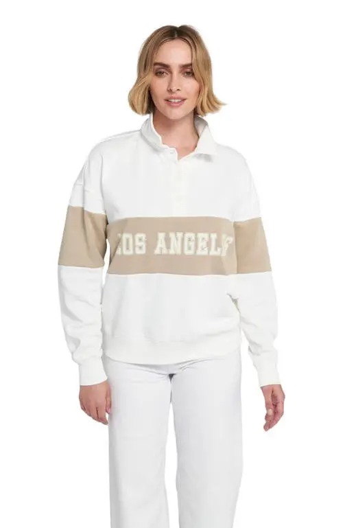 ELLE COLLECTION Graphic Fleece Rugby Pullover