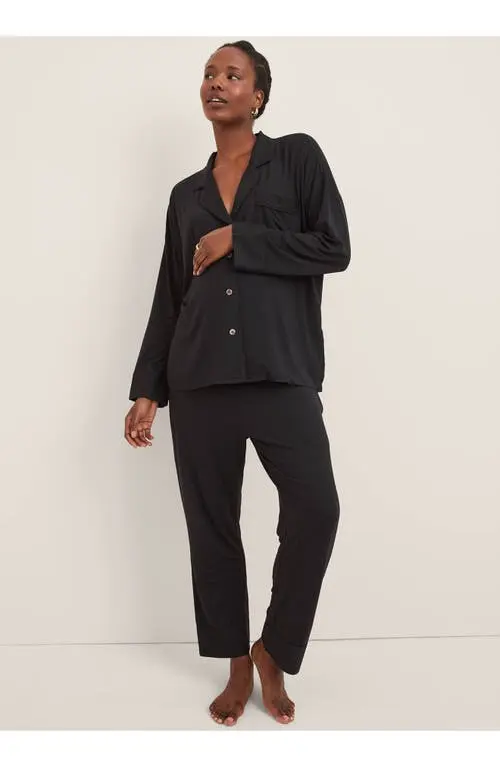 Hatch Collection The Ultra Soft Jersey Pj Set - Black