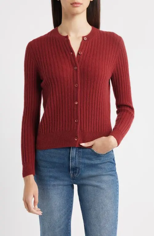 DÔEN Danae Rib Cashmere Cardigan - Malbec