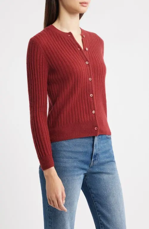 DÔEN Danae Rib Cashmere Cardigan - Malbec