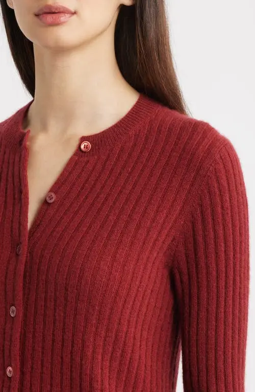 DÔEN Danae Rib Cashmere Cardigan - Malbec