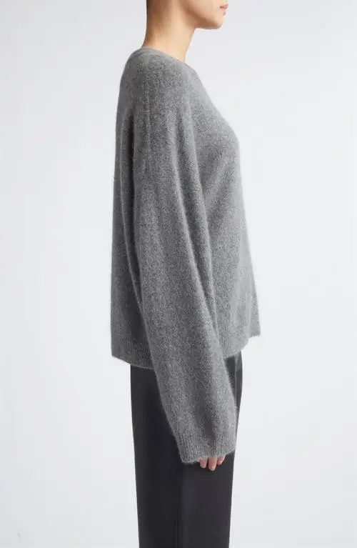 Loulou De Saison Tristan Loose Fit Mercerized Wool And Yak Hair Blend Sweater - Anthracite Melange