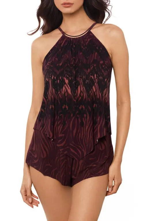 MAGICSUIT® Zabra Goldie Skirted One-piece Swimsuit - Brown Multi