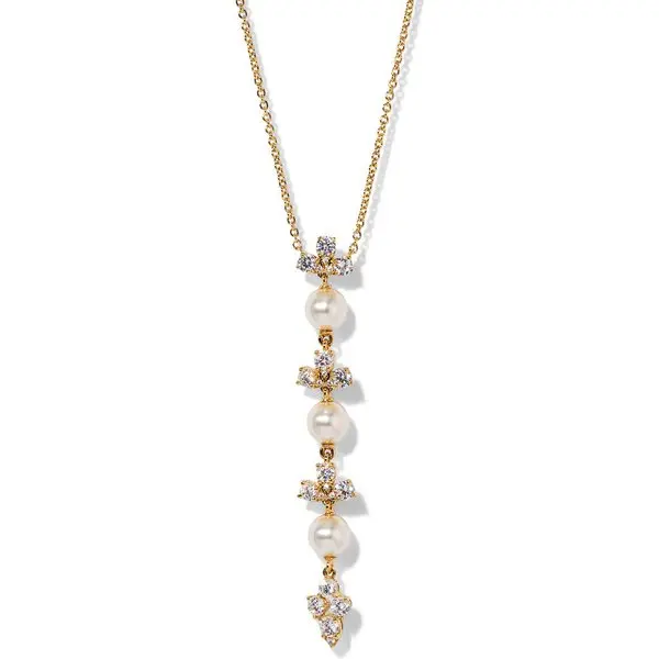 Nadri Faux Pearl Y-necklace - Gold