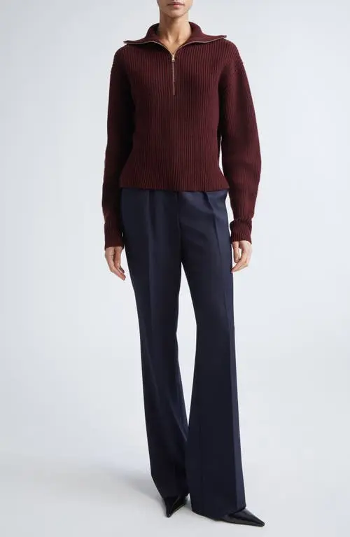 Max Mara Nadar Crop Merino Wool & Cashmere Funnel Neck Sweater - Cherry