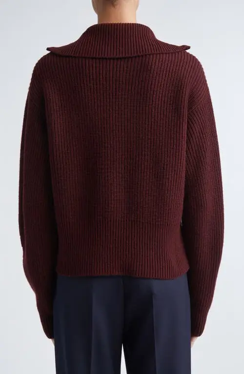 Max Mara Nadar Crop Merino Wool & Cashmere Funnel Neck Sweater - Cherry