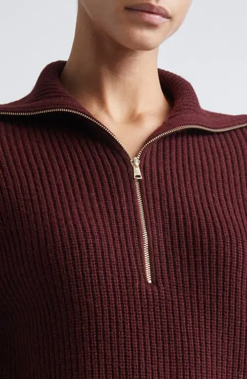 Max Mara Nadar Crop Merino Wool & Cashmere Funnel Neck Sweater - Cherry