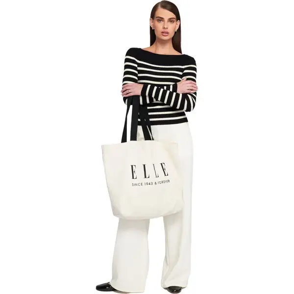 ELLE COLLECTION Elle Printed Oversized Tote Bag - Oat