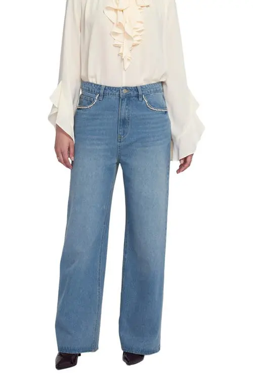 ELLE COLLECTION Rhinestone Pocket Wide-leg Pants