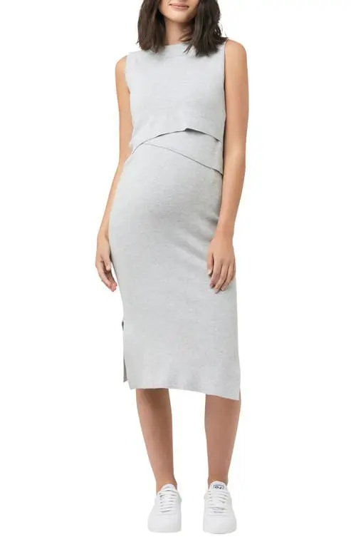 RIPE MATERNITY Layered Knit Nursing Dress - Silver