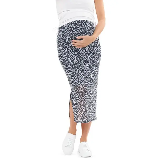 RIPE MATERNITY Printed Mesh Midi Skirt