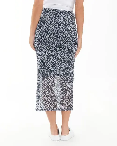 RIPE MATERNITY Printed Mesh Midi Skirt