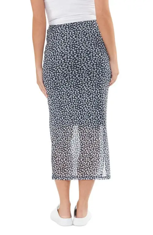 RIPE MATERNITY Kara Mesh Floral Print Midi Skirt