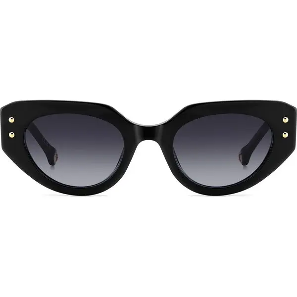 Carolina Herrera 50mm Cat-eye Sunglasses - Black/grey Shaded