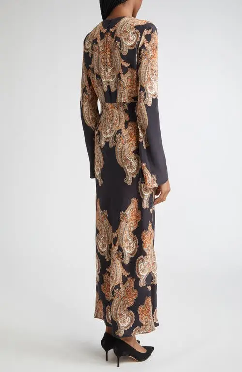 Veronica Beard Lupita Tapestry Print Long Sleeve Silk Blend Dress