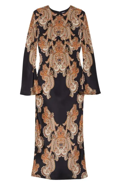 Veronica Beard Lupita Tapestry Print Long Sleeve Silk Blend Dress