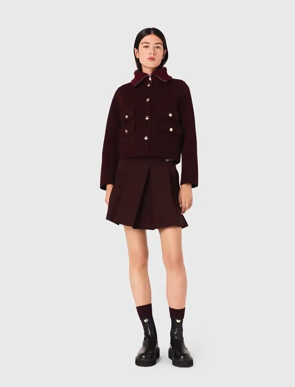 Maje Wool Reversible Double-faced Jacket - Burgundy