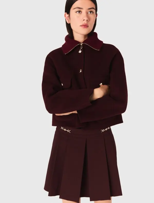 Maje Wool Reversible Double-faced Jacket - Burgundy