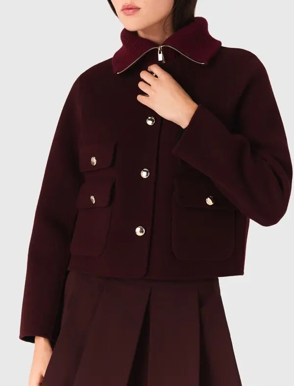 Maje Wool Reversible Double-faced Jacket - Burgundy