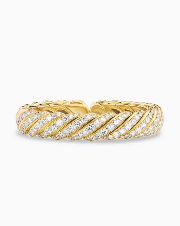 David Yurman 18k Yellow Gold Sculpted Cable Flex Bracelet With Diamonds - Diamond