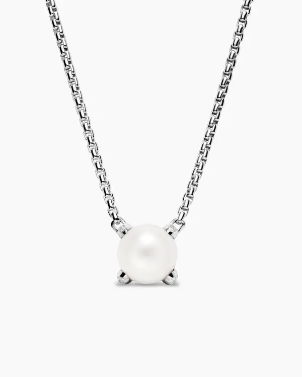 David Yurman Classics Necklace In Sterling Silver With And Diamonds - Pearl