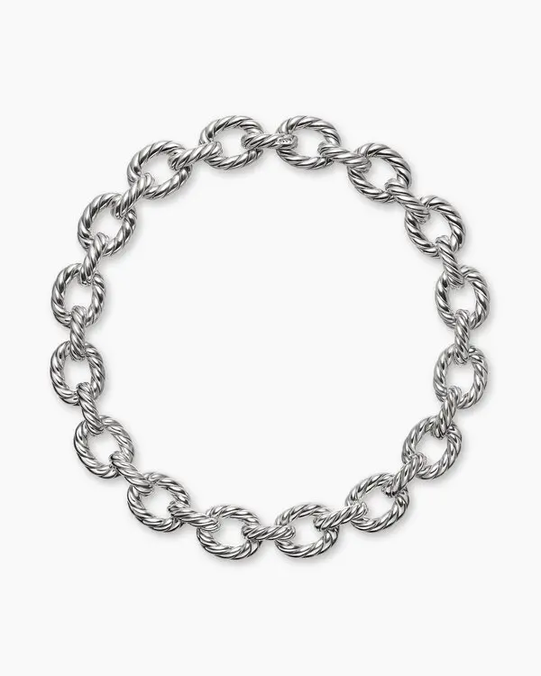 David Yurman Sculpted Cable Oval Link Necklace - All Sterling Silver