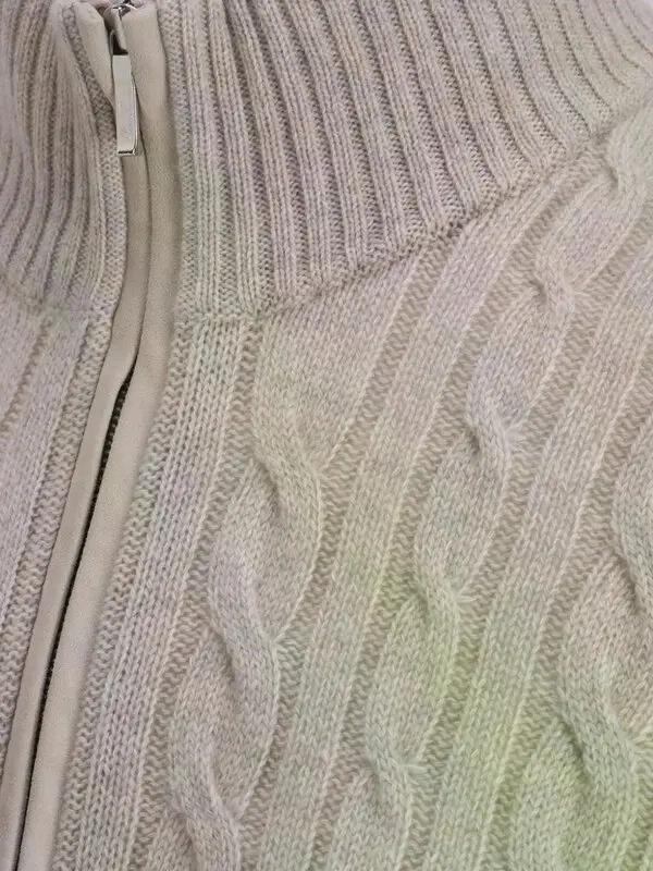 Loro Piana Cable Knit Zip-up Sweater