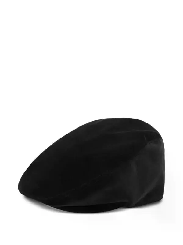 Dolce & Gabbana Logo-plaque Velvet Flat Cap - Black