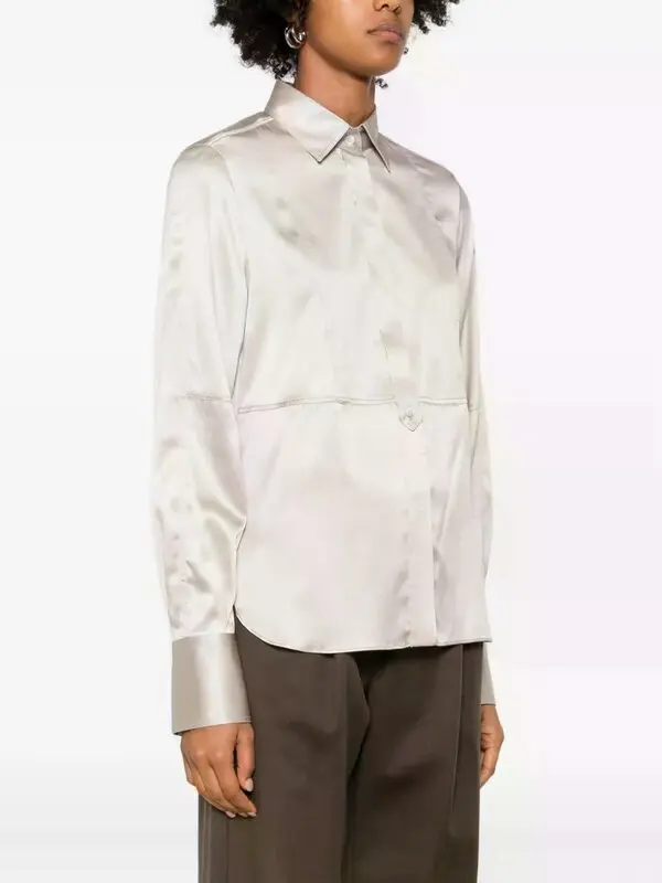 Brunello Cucinelli Long-sleeve Silk Shirt - Neutrals