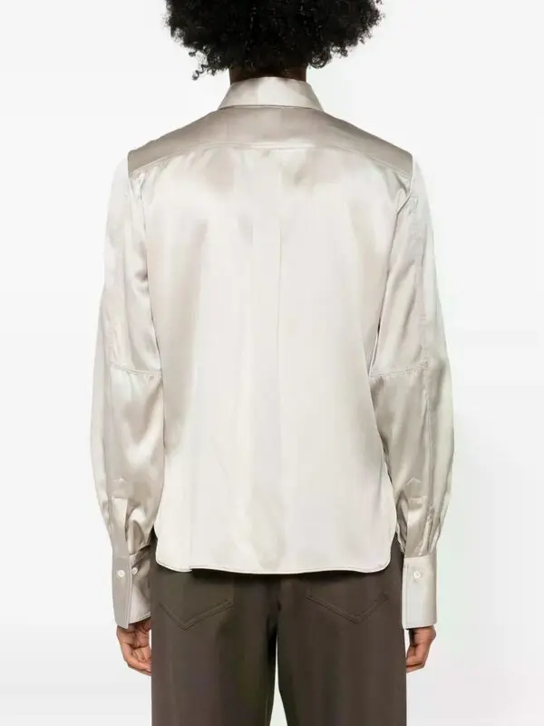 Brunello Cucinelli Long-sleeve Silk Shirt - Neutrals