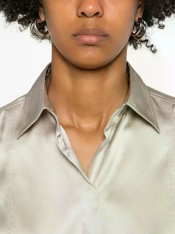 Brunello Cucinelli Long-sleeve Silk Shirt - Neutrals