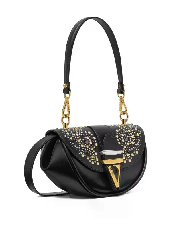 Versace Stud-embellished Shoulder Bag - Black