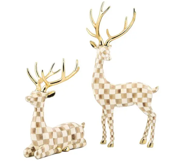 MACKENZIE-CHILDS As Is Set Of 2 Check Deer - One-color