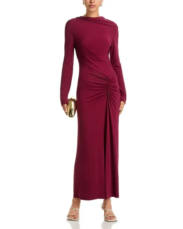 Simkhai Ferrera Long Sleeve Dress - Cranberry - 60% Off | Editorialist