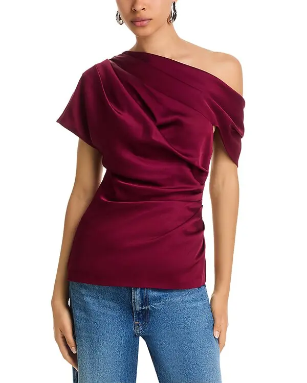 Simkhai Phoebe Draped Top - Cranberry